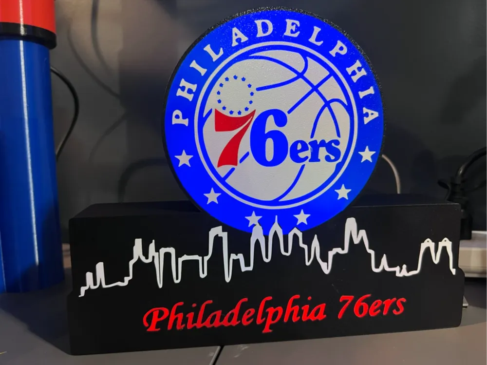 NBA Philadelphia 76ers skyline lightbox - Free 3D Print Model - MakerWorld