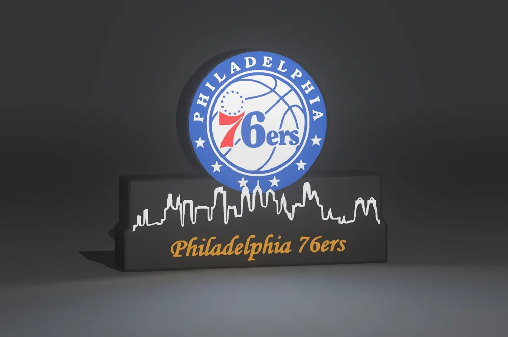 NBA Philadelphia 76ers skyline lightbox - Free 3D Print Model - MakerWorld