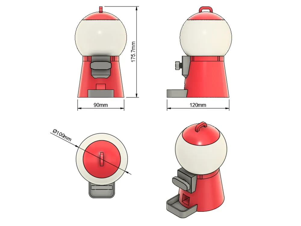 Gumball Machine Working With Only 3D Printed Parts - Free 3D Print ...