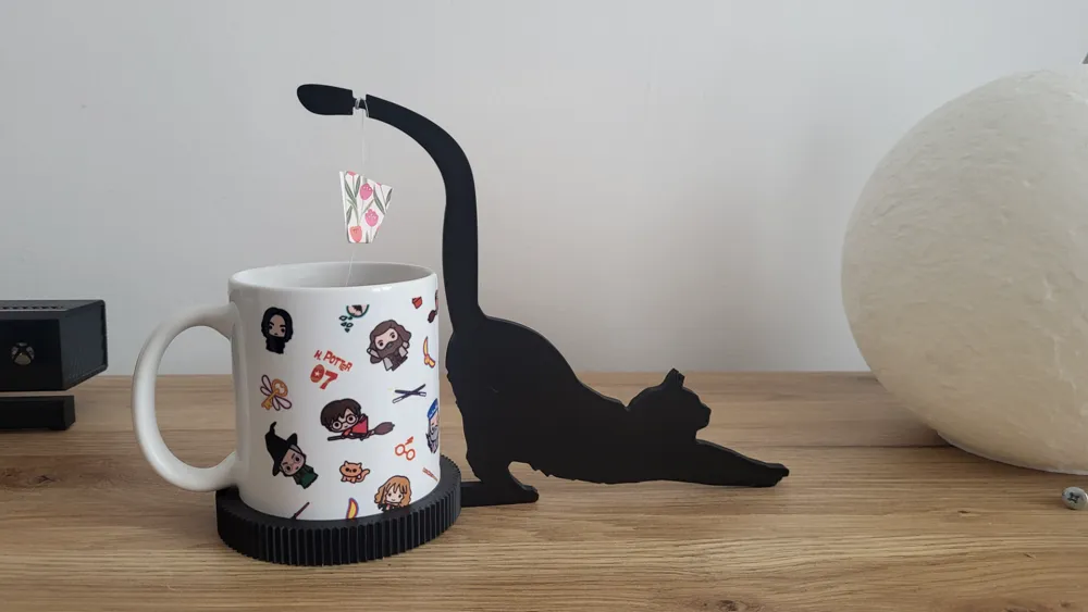 Cat tray tea bag hanger corcelain - Free 3D Print Model - MakerWorld