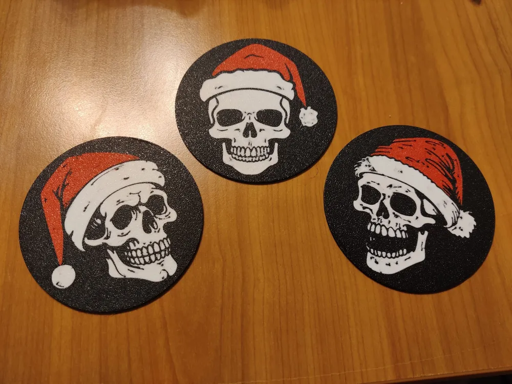 X-Mas Skull Coasters by cv6Channel - MakerWorld