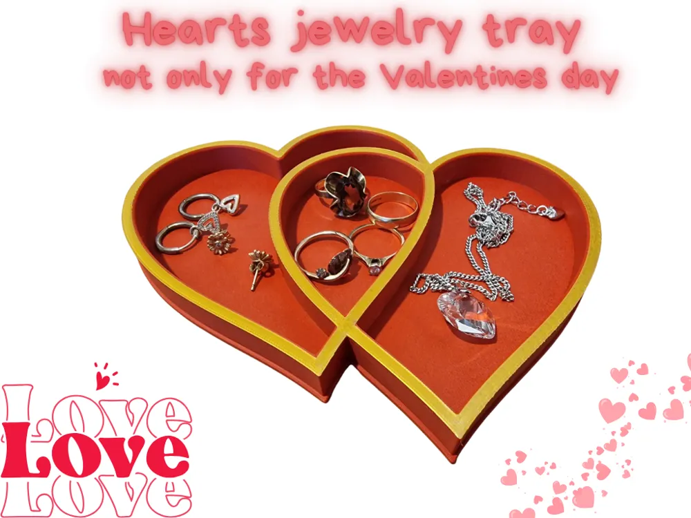 Heart jewelry tray - valentines day by MJD - MakerWorld