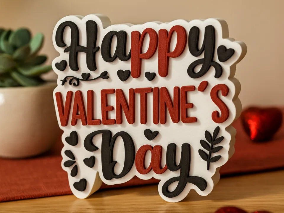 Happy Valentines Day Sign - Free 3D Print Model - MakerWorld
