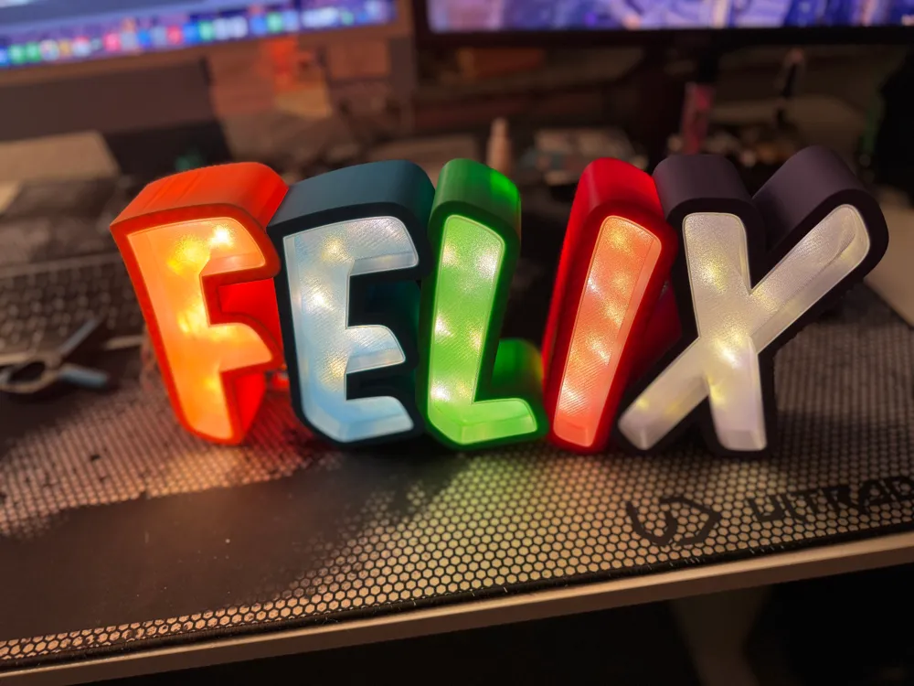 Namenslampe Lightbox Felix Letters by Flexn-3D MakerWorld: Download ...