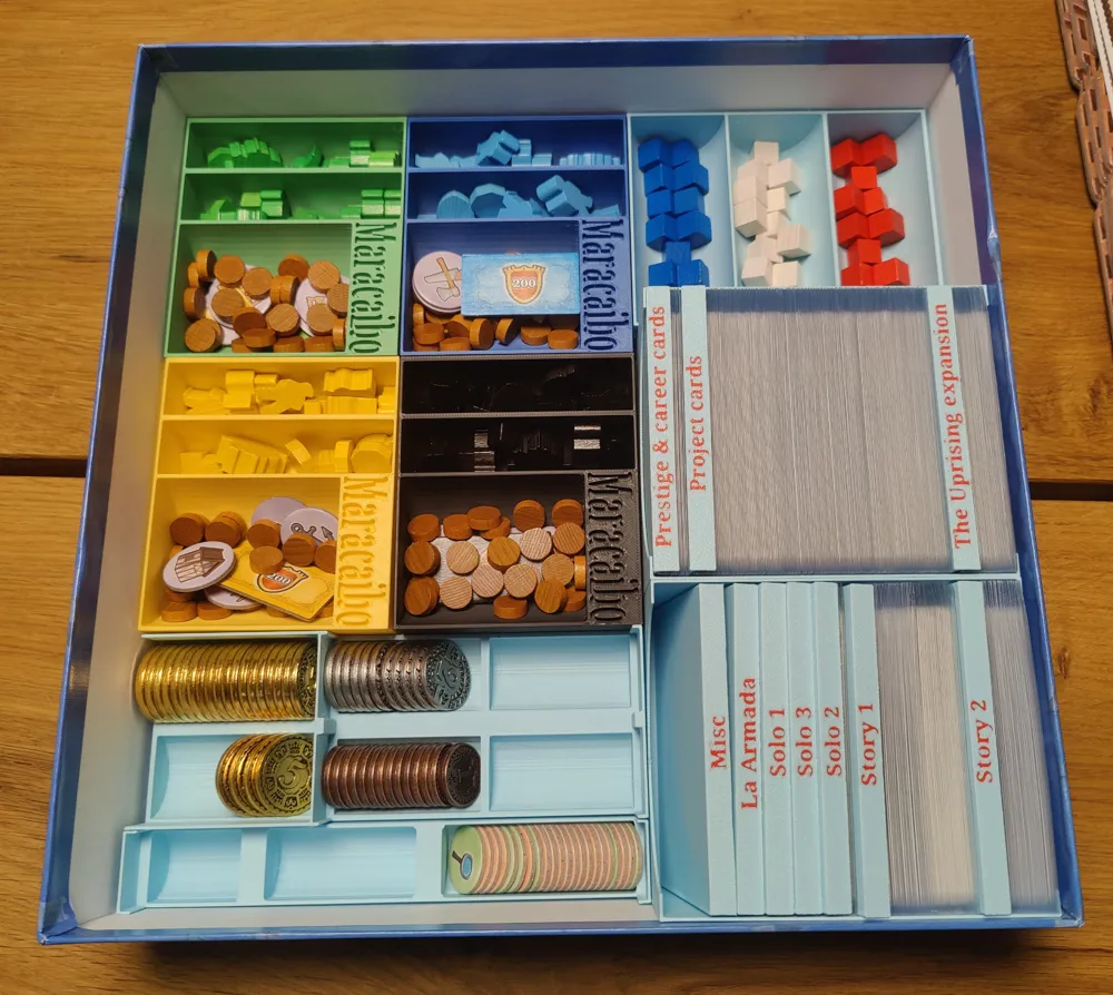 Maracaibo insert - All expansions, metal coins, and large sleeves - Free 3D Print Model - MakerWorld