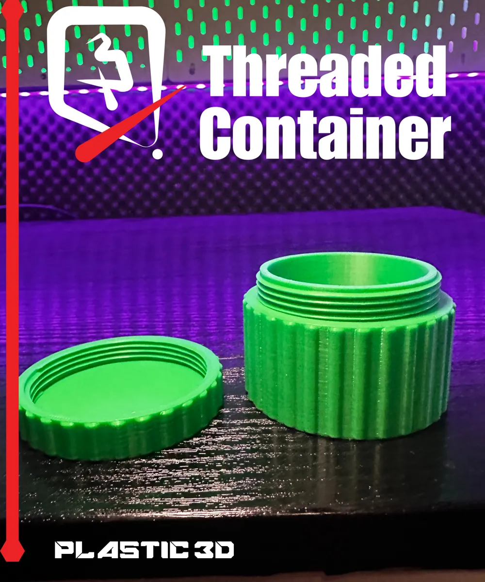 Threaded Container with Thick Vertical Lines Deco by Plastic3D - MakerWorld