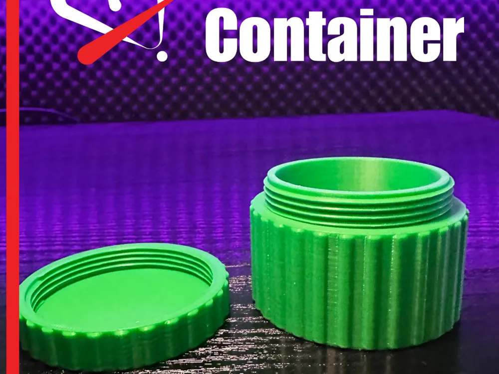 Threaded Container with Thick Vertical Lines Deco by Plastic3D - MakerWorld