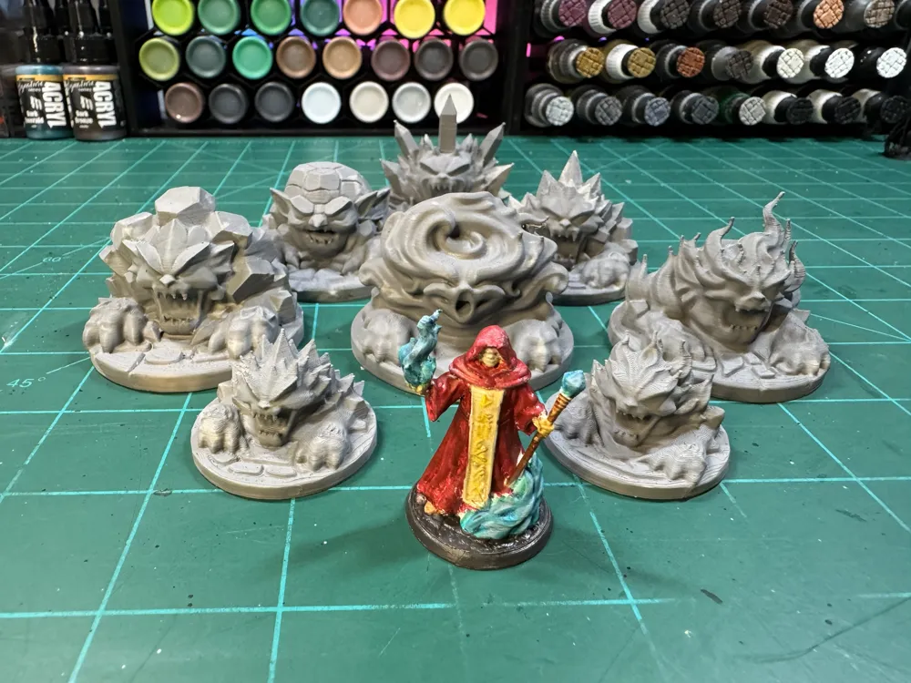 Summoner (Elementalist) & Elementals (3D Tokens) - Free 3D Print Model ...