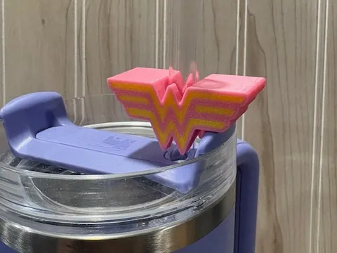 Wonder Woman logo stanley cup charm straw topper - Free 3D Print Model ...