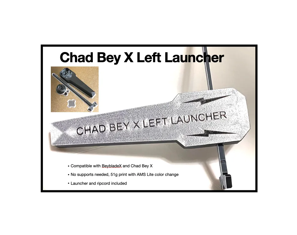 Chad Bey X Beyblade Left Launcher - Free 3D Print Model - MakerWorld