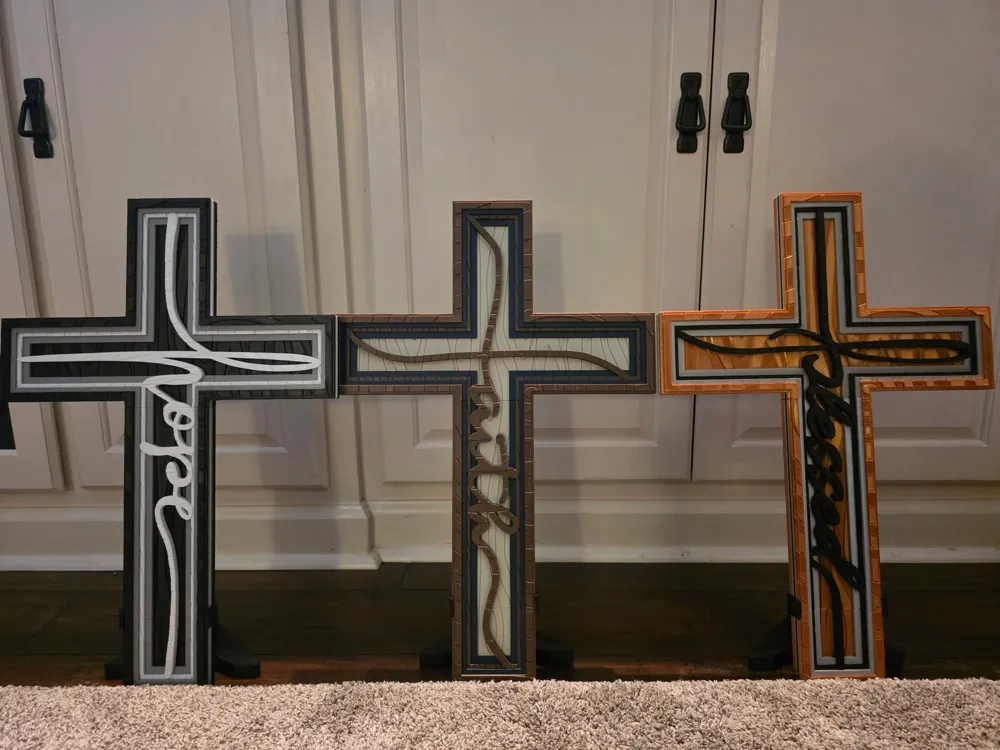 20" Hope Cross with wood grain texture - Free 3D Print Model - MakerWorld