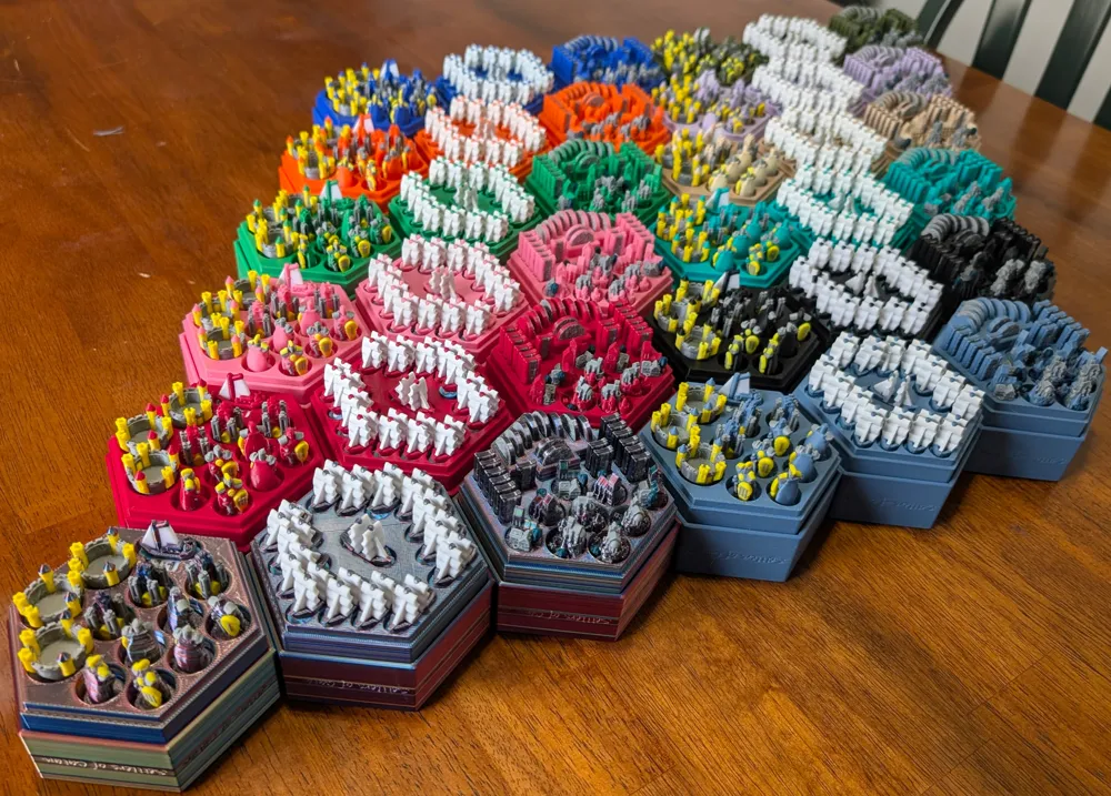 Catan Piece Holders for 3d printed Catan w/ Lids - Free 3D Print Model ...