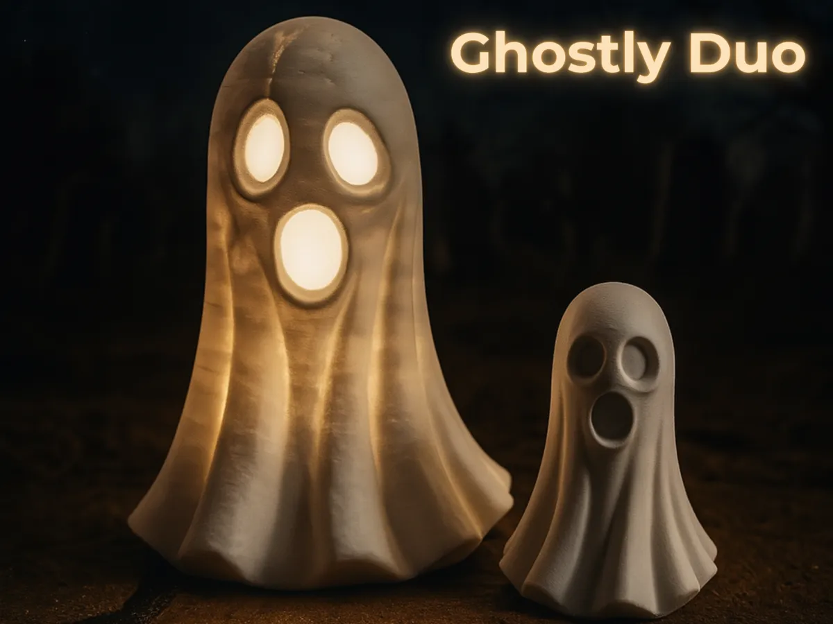 Ghostly Duo (Halloween Ghost) - Free 3D Print Model - MakerWorld