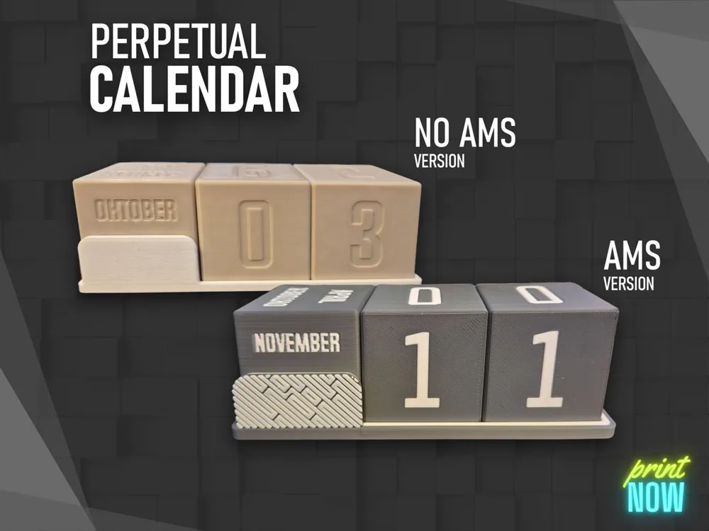 Perpetual Calendar - opt. face plates NO AMS + AMS - Free 3D Print ...
