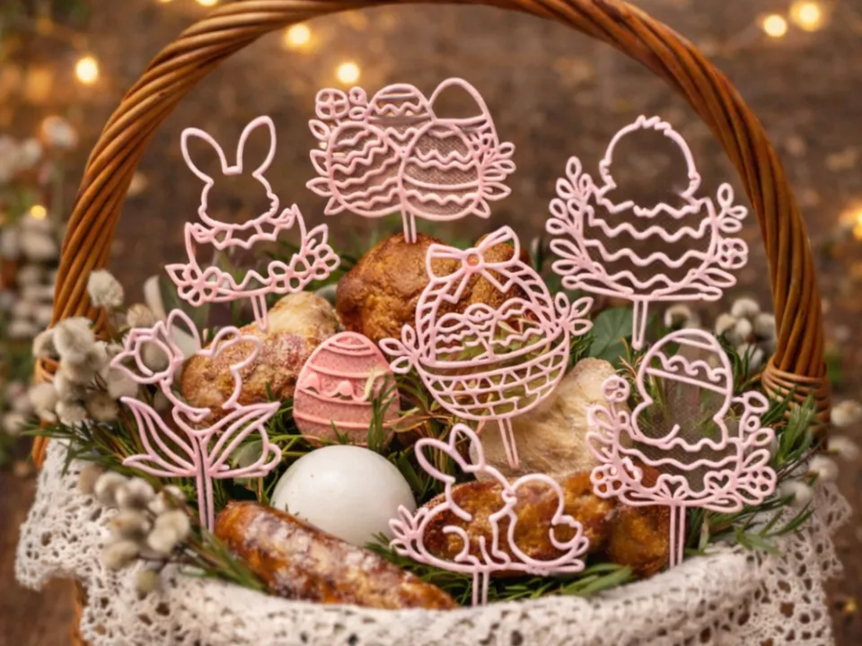 Easter Cake & Basket Toppers Set - Free 3D Print Model - MakerWorld