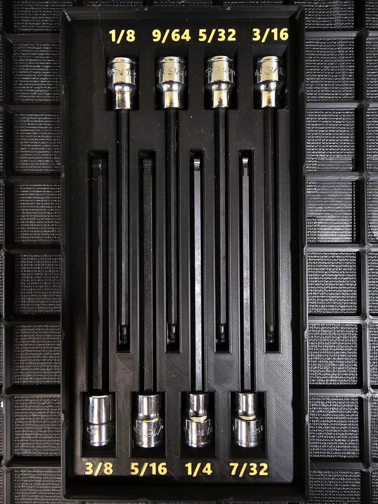 ICON 3/8 in SAE Long Hex Bit Socket Gridfinity - Free 3D Print Model ...