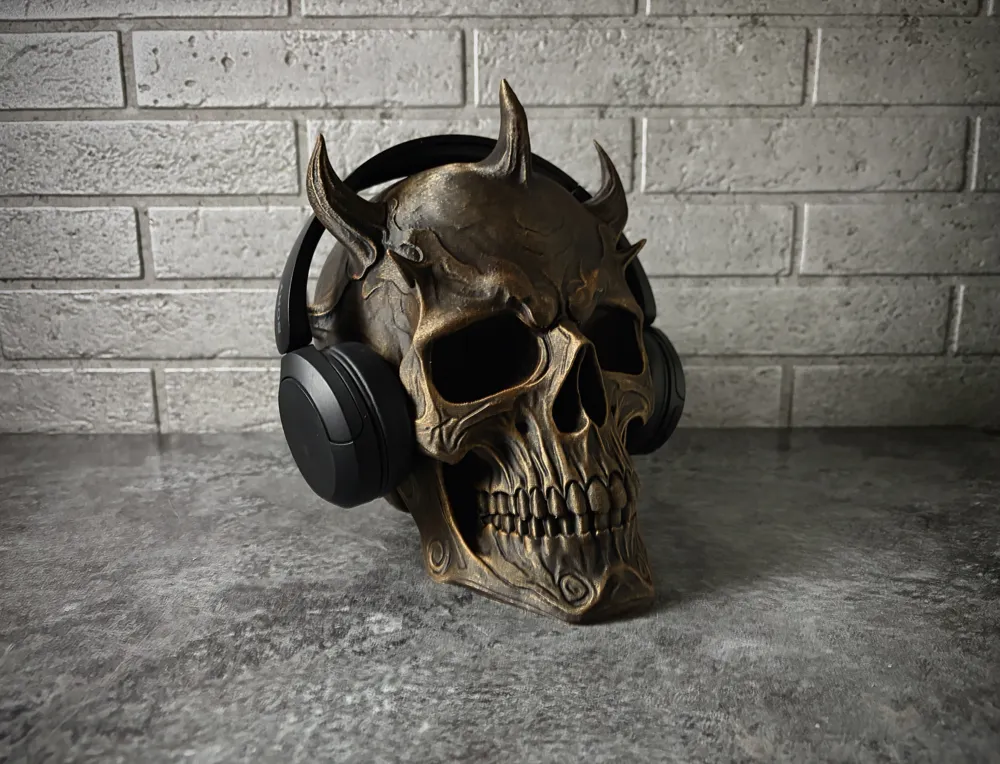 The Horned Skull - Headphone Stand - Free 3D Print Model - MakerWorld