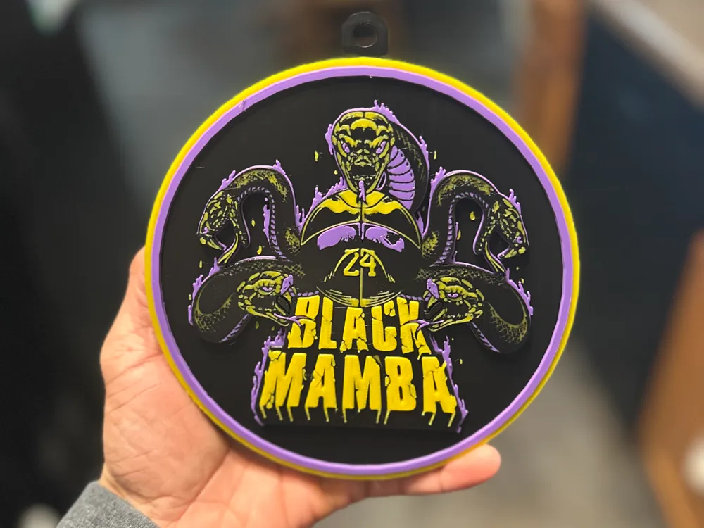 Lakers Kobe Bryant Black Mamba Oversized Logo- RIP - Free 3D Print Model - MakerWorld