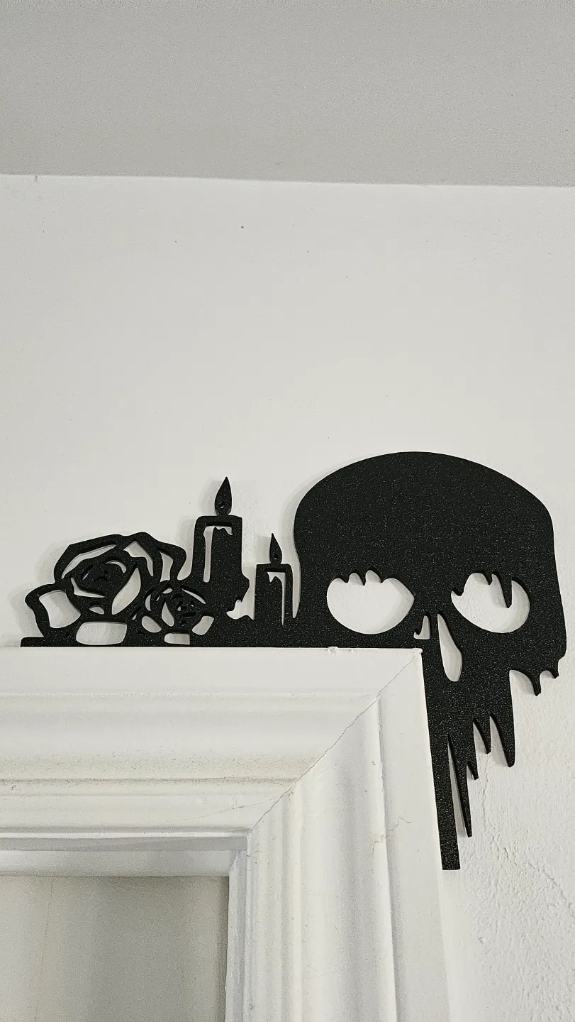 Halloween Skull And Roses door corner home deco by Tommy Gun - MakerWorld