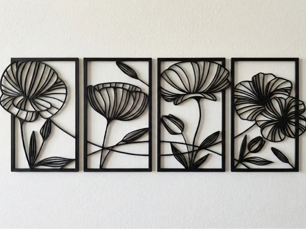 Minimalist Floral Wall Art Collection -4 Panel Set - Free 3D Print ...
