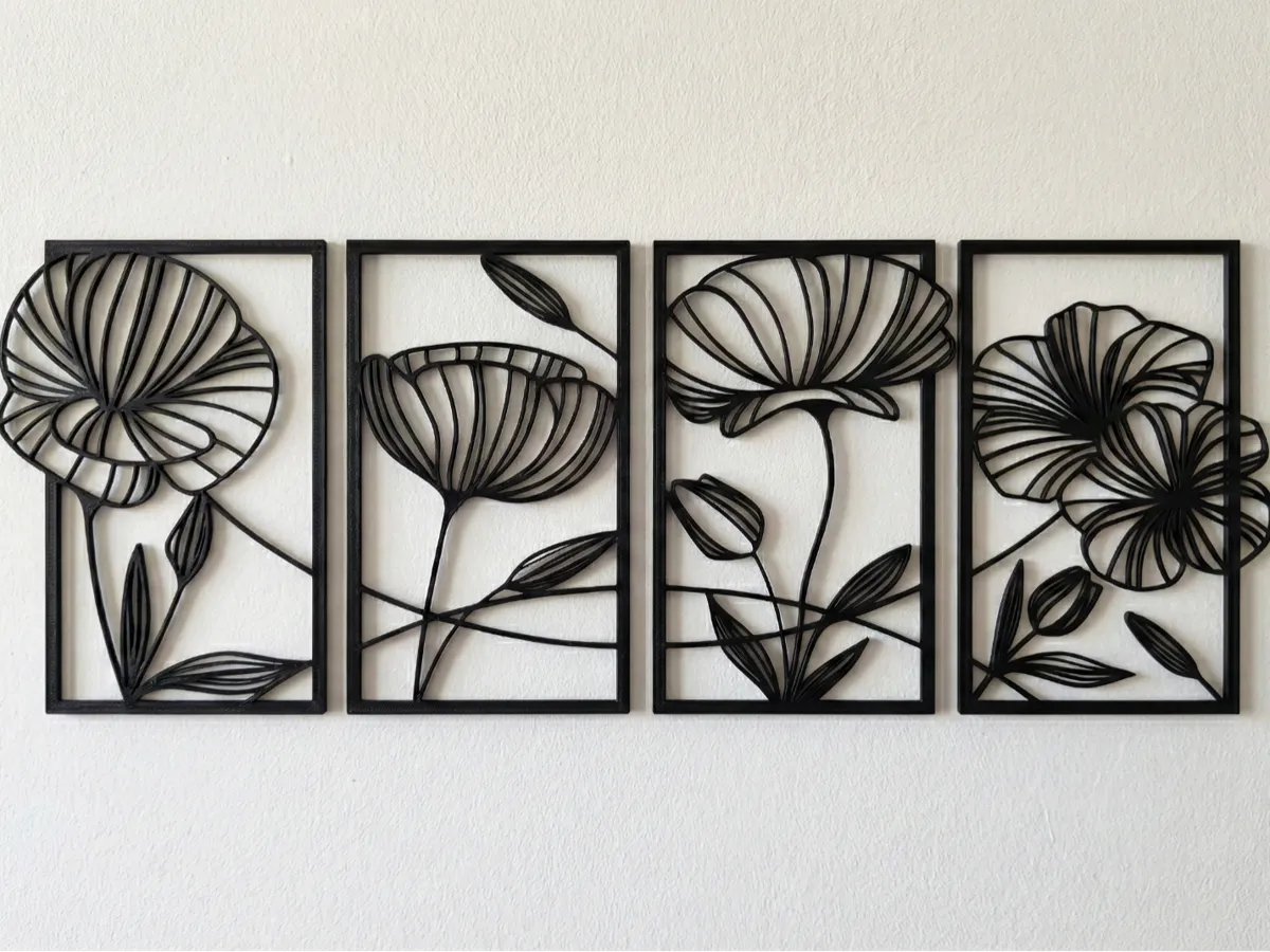 Minimalist Floral Wall Art Collection -4 Panel Set - Free 3D Print ...