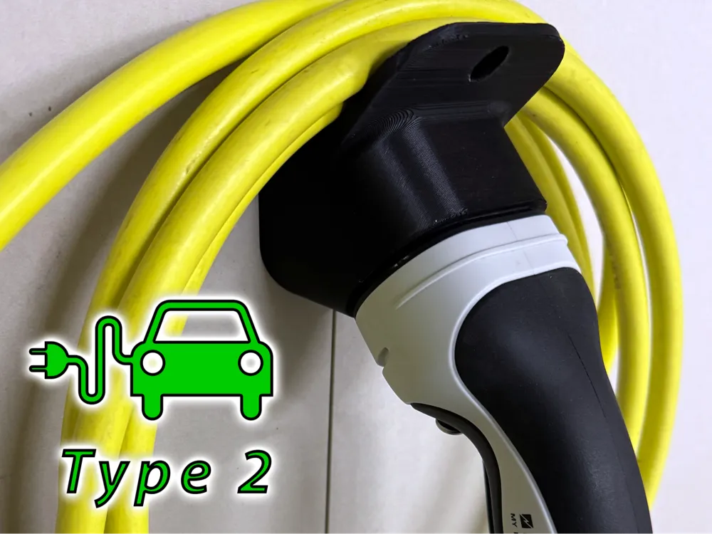 Type 2 EV Charger Plug and Cable Holder - Free 3D Print Model - MakerWorld
