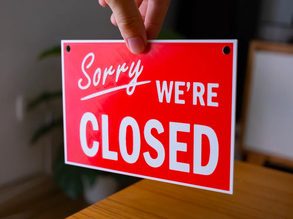 Open Closed two sided classic hanging sign print in place by filete3d ...