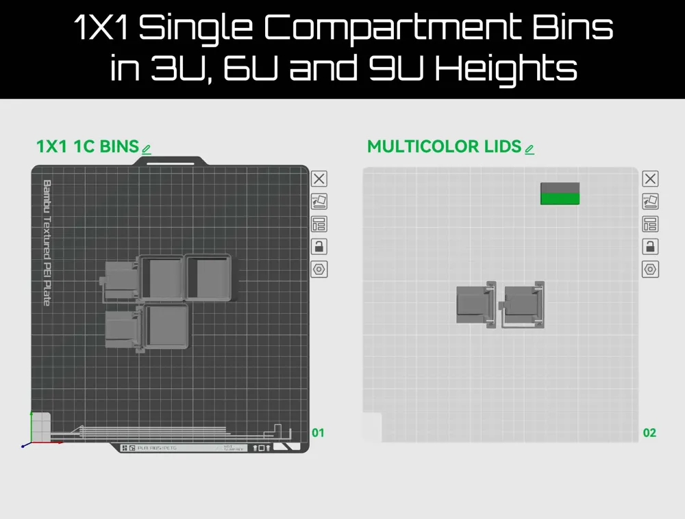 Gridfinity 1x1 Bins with Latching Lids v1.0 - Free 3D Print Model ...