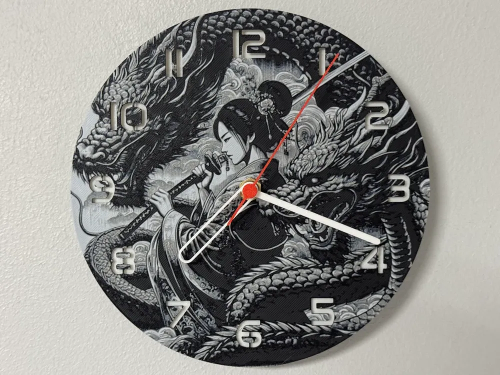 Wall / Desk Clock Dragon Chino HueForge Remixed by cP3D - MakerWorld