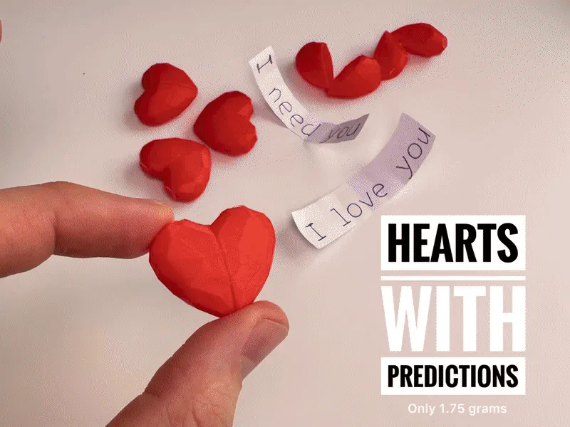 Hearts with predictions - Free 3D Print Model - MakerWorld