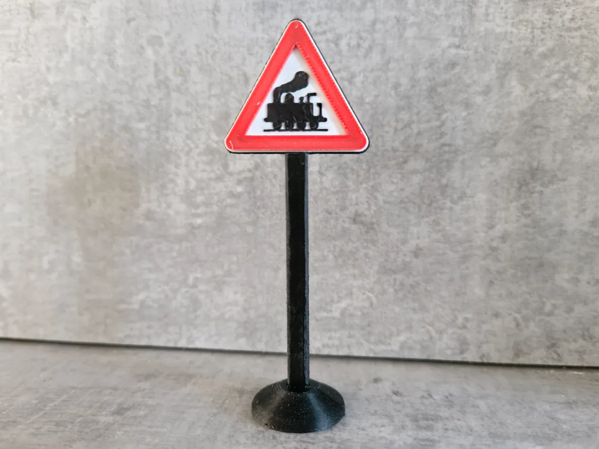 caution train sign - Free 3D Print Model - MakerWorld