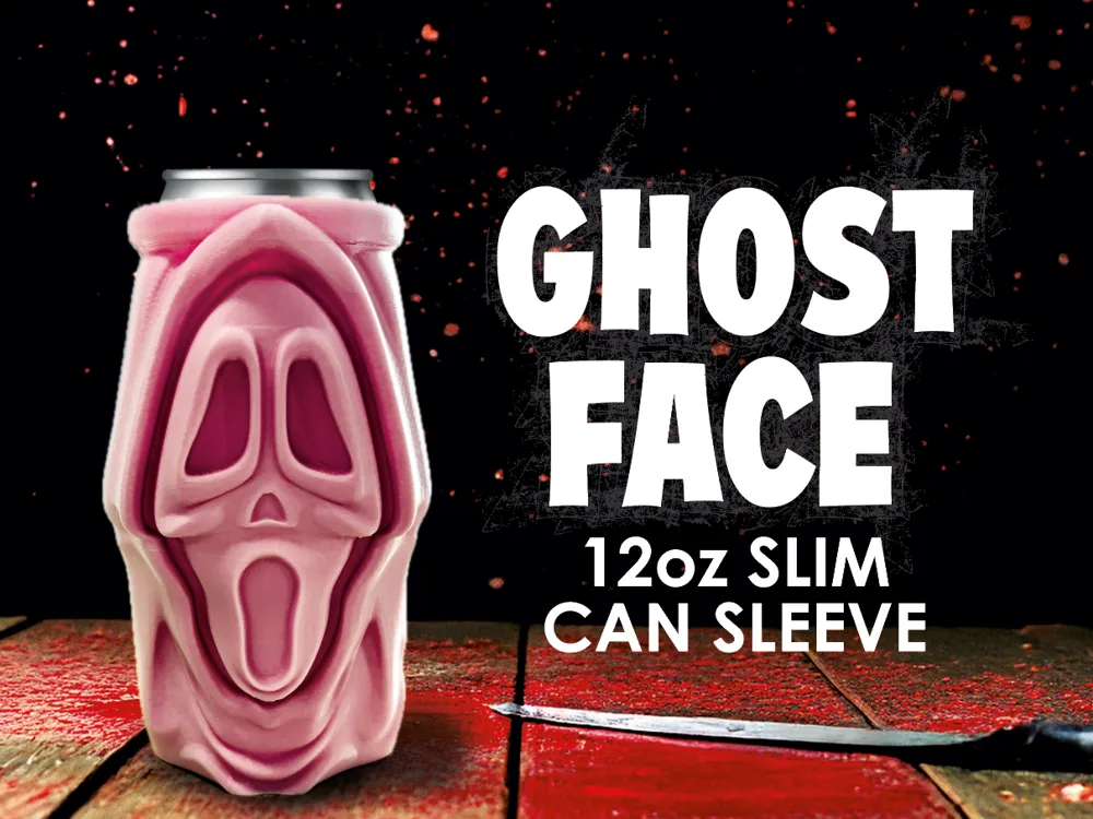 Ghost Face 12oz slim can sleeve - Free 3D Print Model - MakerWorld