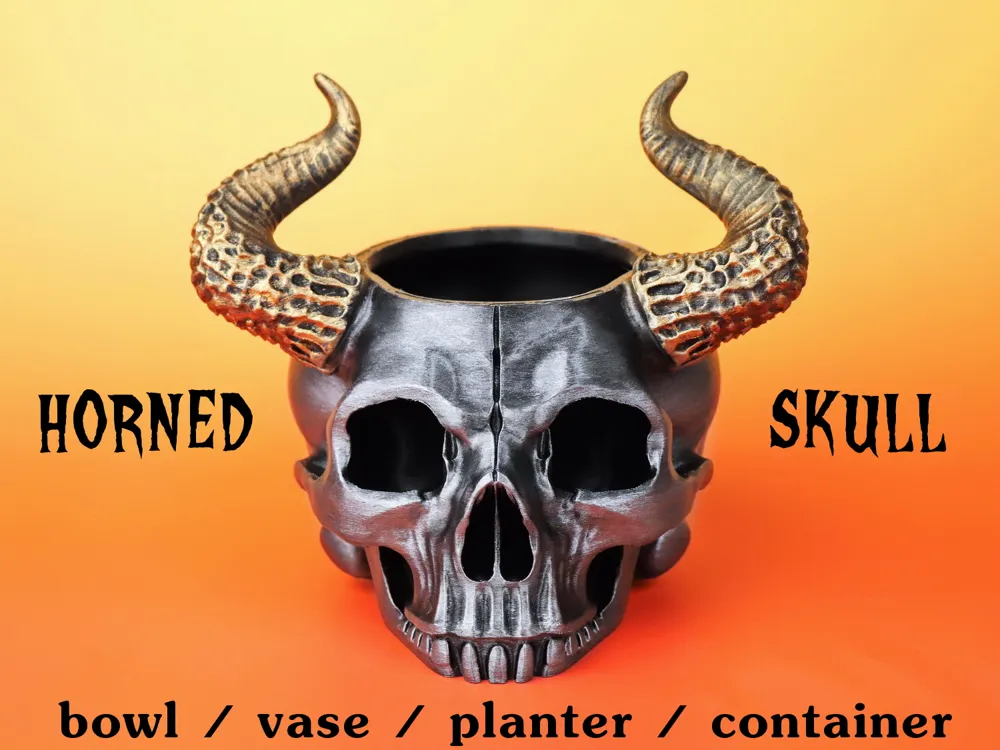Horned Skull Bowl / Vase / Planter by Crow_ck MakerWorld: Download Free ...