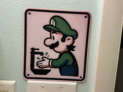 Wash Hands Reminder Sign (No Words) - Luigi by im.jackharvest - MakerWorld