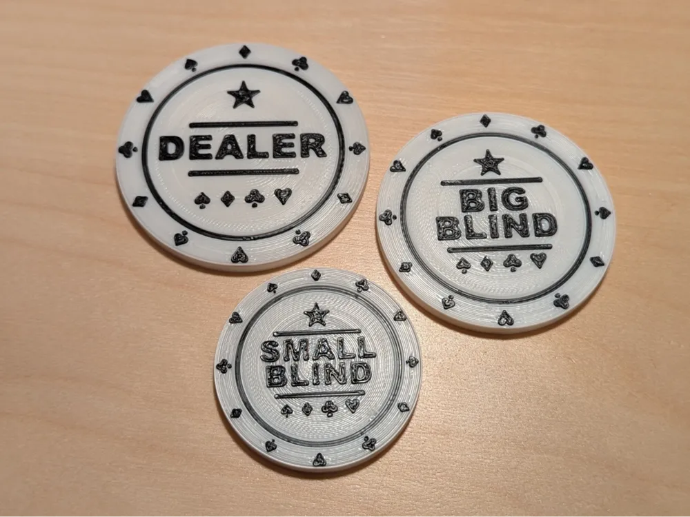 Poker Tokens - Dealer, Big & Small Blind Remixed by Andreas - MakerWorld