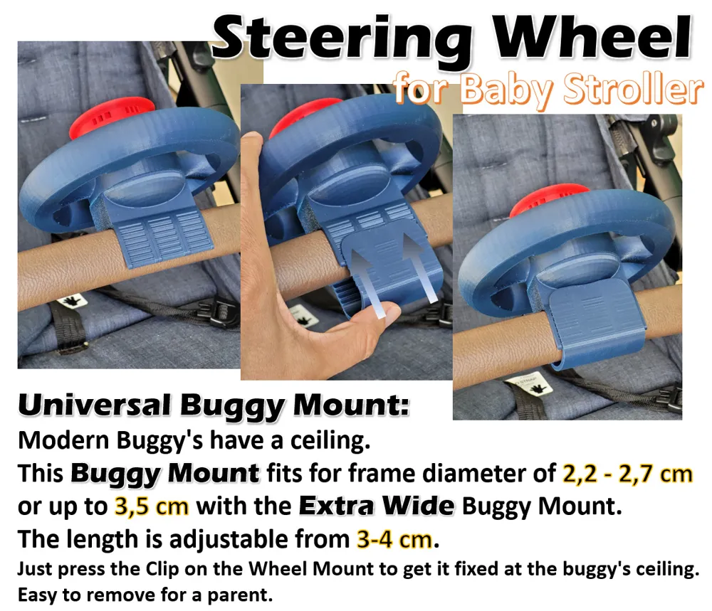 Steering Wheel for Baby Stroller - Free 3D Print Model - MakerWorld