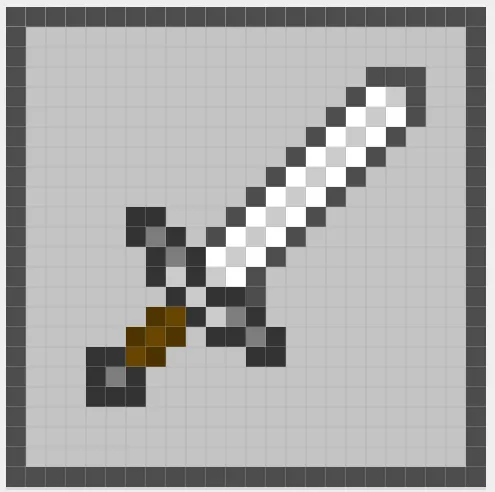 Minecraft-inspired sword as a pixel puzzle by Joe - MakerWorld