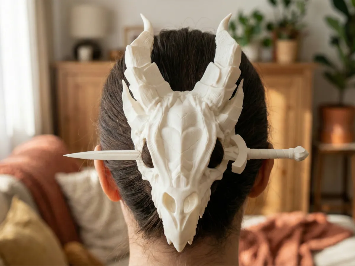 Dragon Skull Hair Accessory / Sword Hair Stick - Free 3D Print Model ...