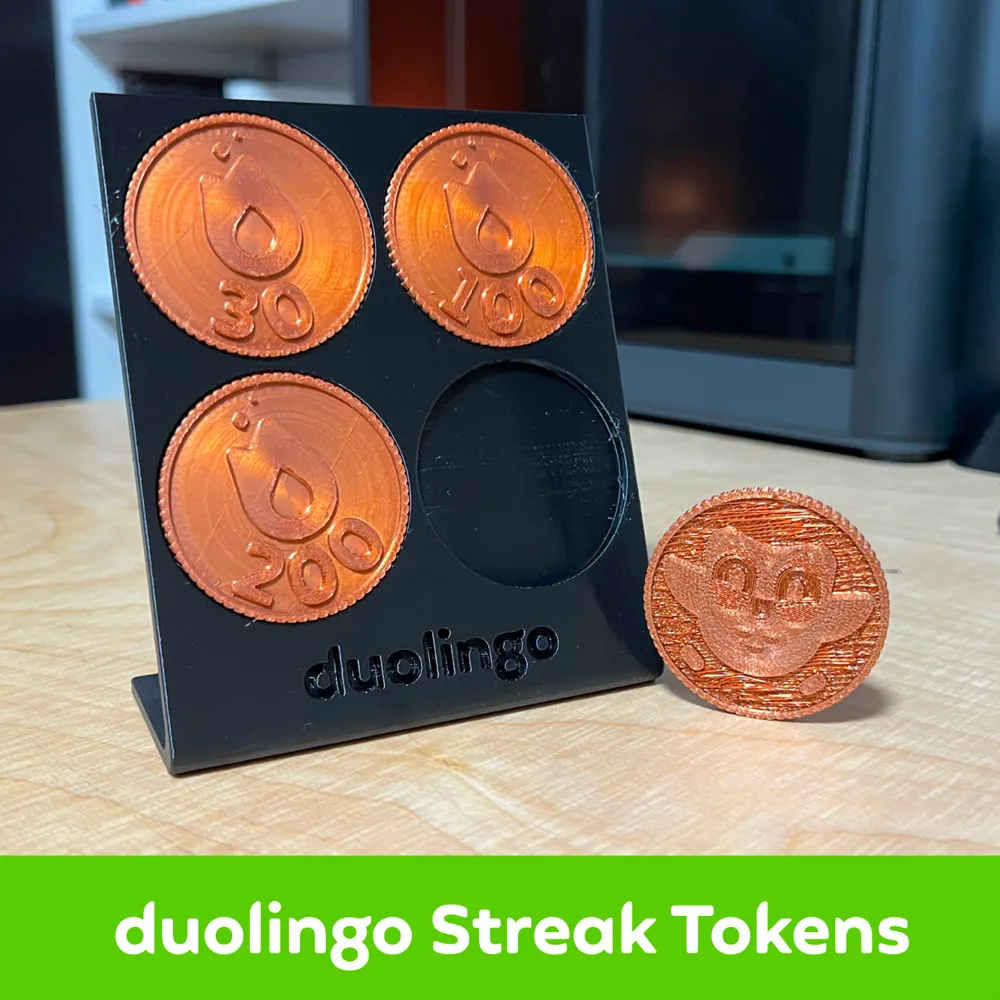 Duolingo Streak Tokens + Display Stand by LeetPiet - MakerWorld