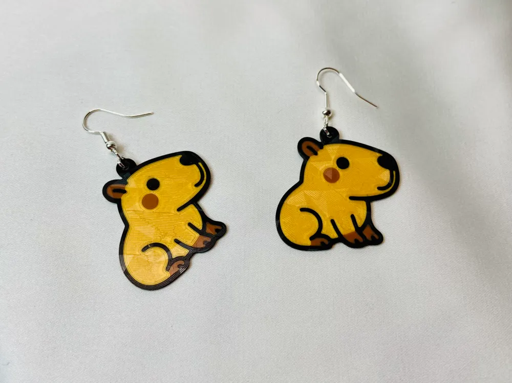Kawaii Capybara Earrings - Free 3D Print Model - MakerWorld