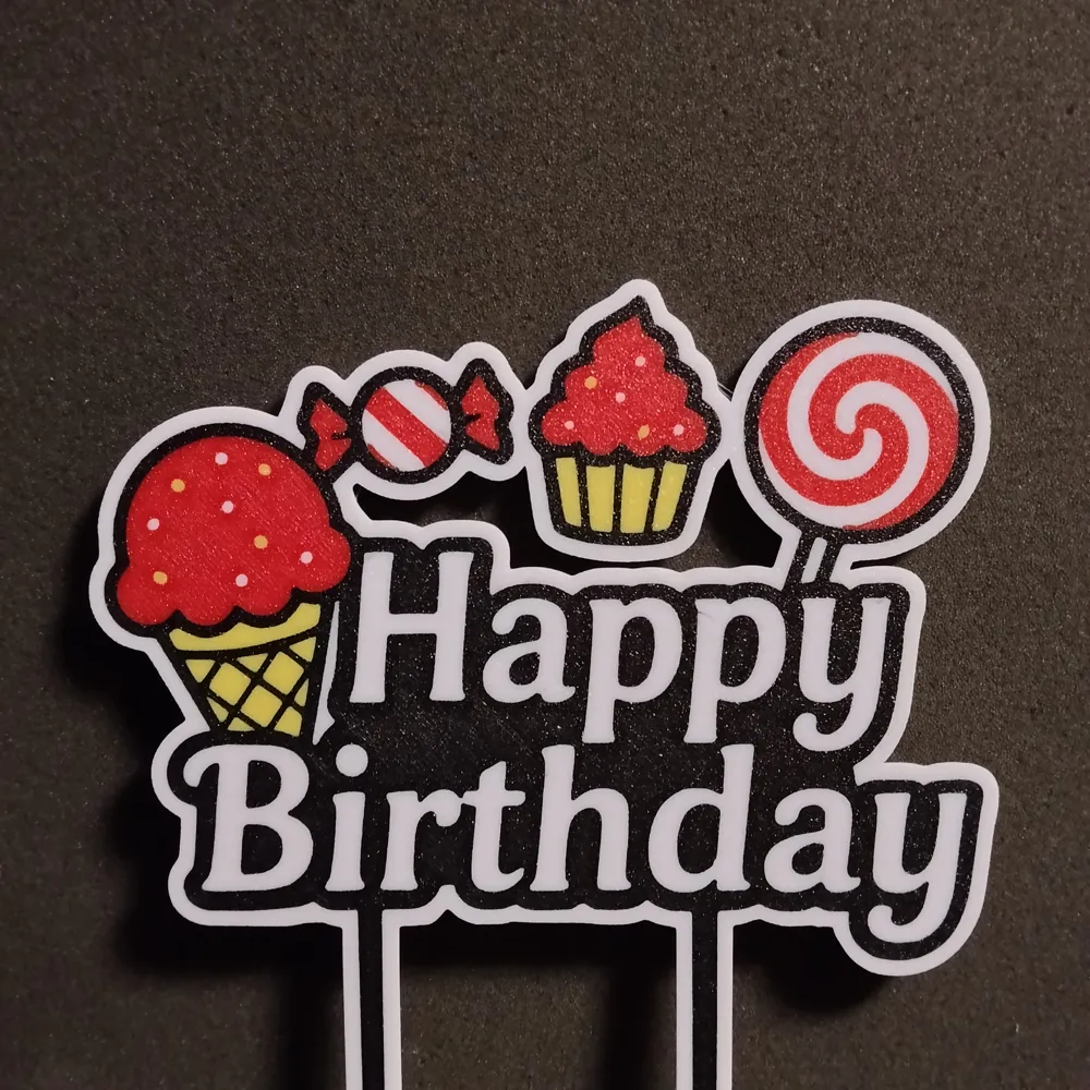 cake topper Happy Birthday - Free 3D Print Model - MakerWorld