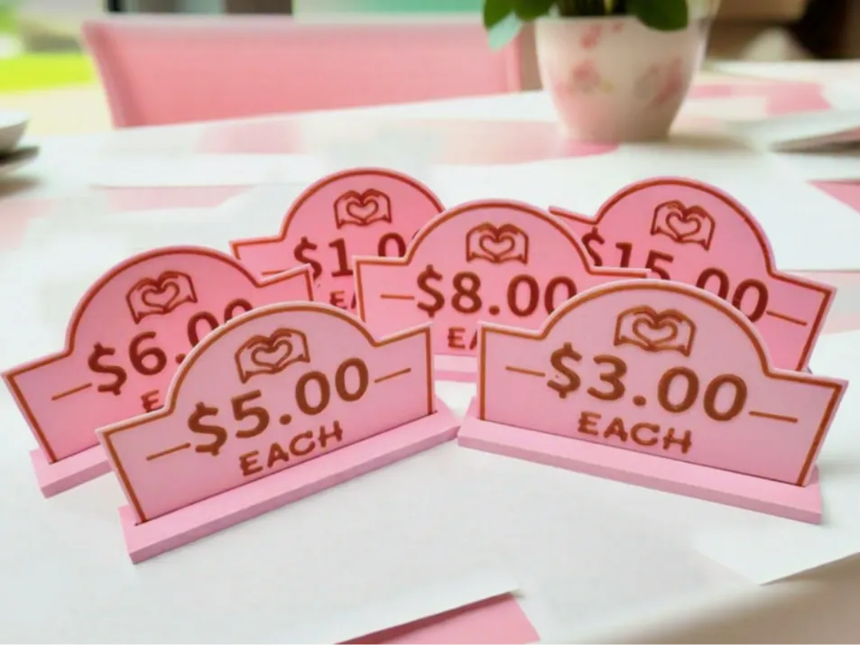 Cute Price Tag Signs Display by Ada & K 3DA MakerWorld: Download Free ...