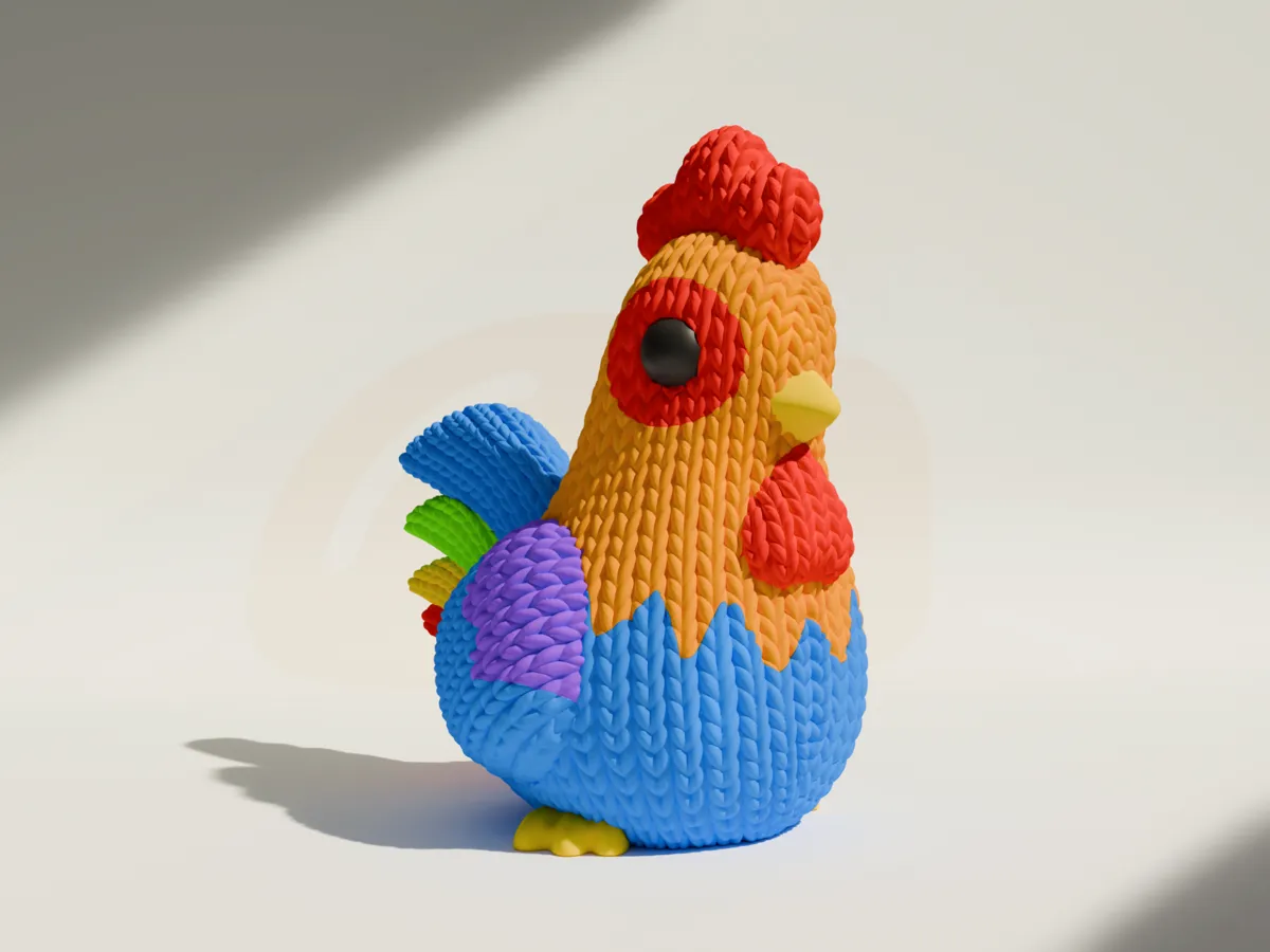 Knitted Rainbow Chick by Big Plate Chicken MakerWorld: Download Free 3D Models