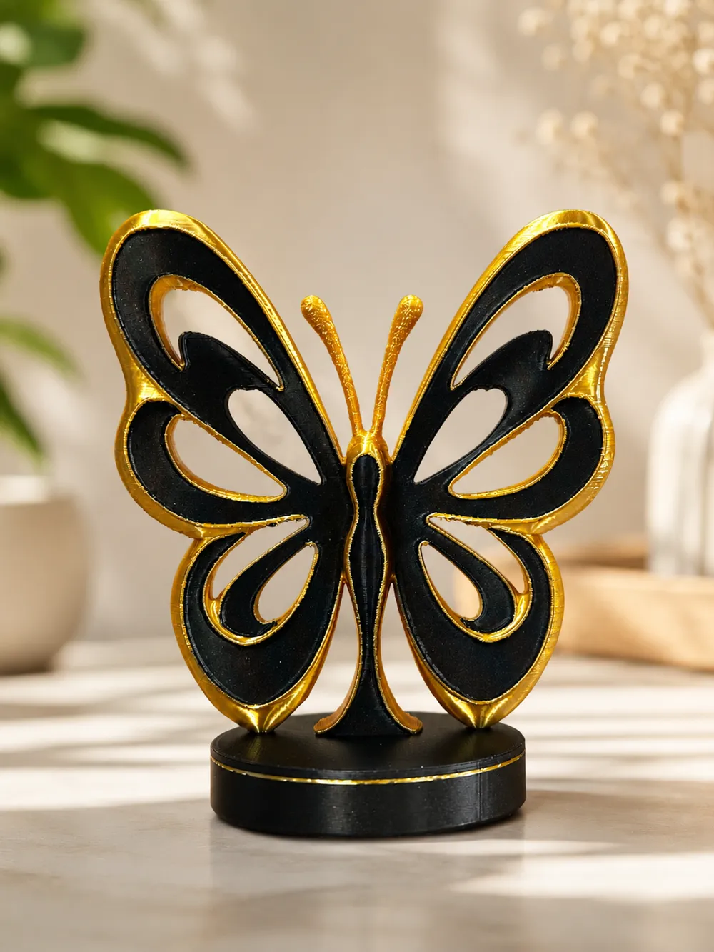 Elegant Gilded Butterfly Sculpture - Free 3D Print Model - MakerWorld