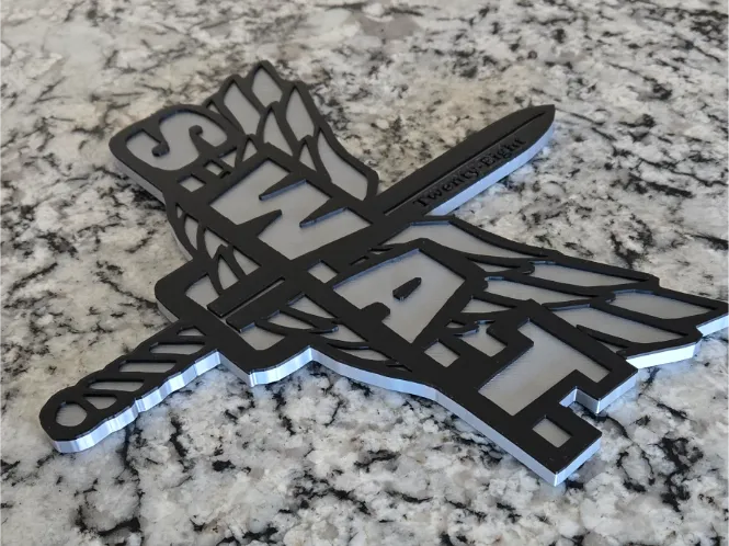 Police SWAT Logo Plaque - Free 3D Print Model - MakerWorld