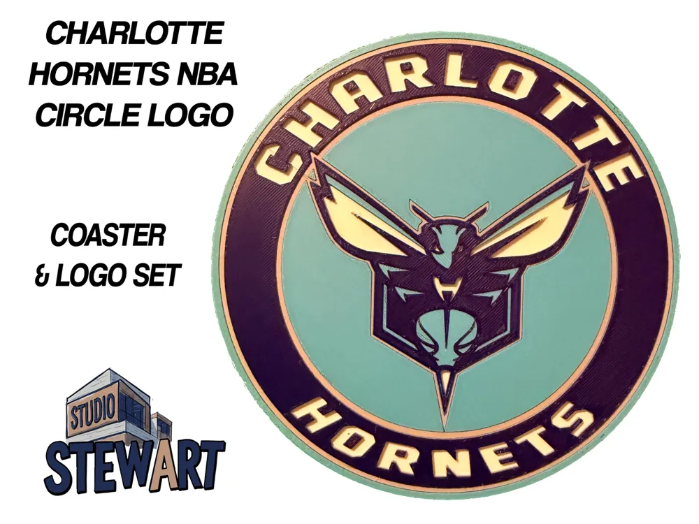 Charlotte Hornets NBA LOGO - COASTER/OFFICE SIGN - Free 3D Print Model ...