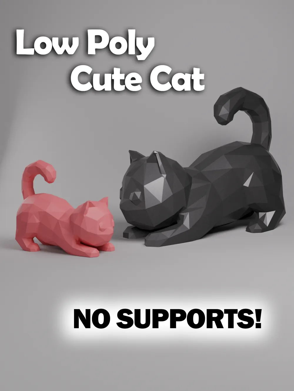 Low Poly Cute Cat (No Supports) - Free 3D Print Model - MakerWorld