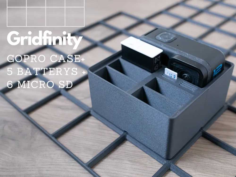 GoPro Case + Battery's + MicroSD - Gridfinity by Tim MakerWorld: Download Free 3D Models