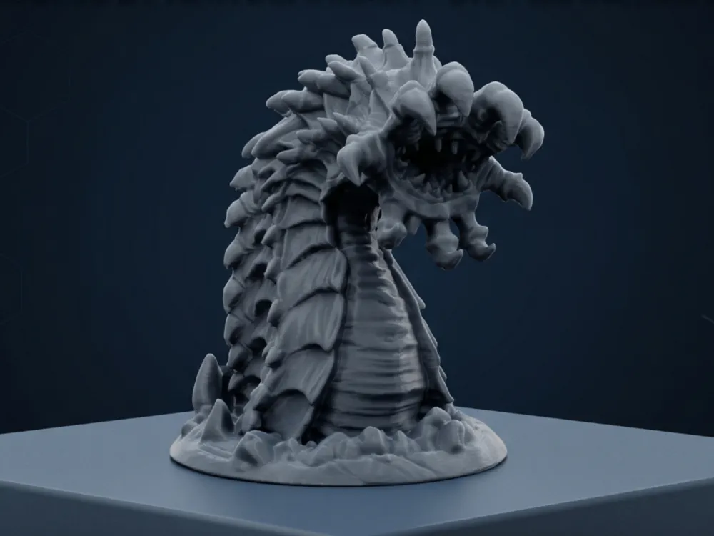Abyssal Worm Monster Miniature - Free 3D Print Model - MakerWorld