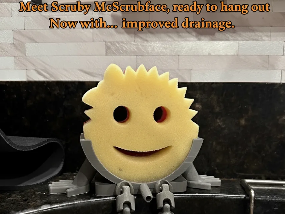 Scruby McScrubface - Scrub Daddy Holder - Free 3D Print Model - MakerWorld
